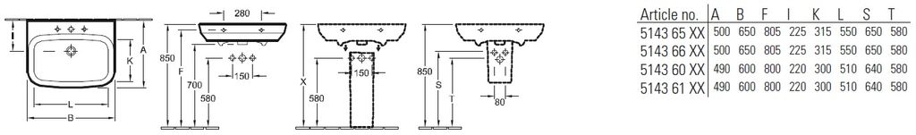 Villeroy & Boch Sentique umyvadlo, 650x500mm, bílá, CeramicPlus ...
