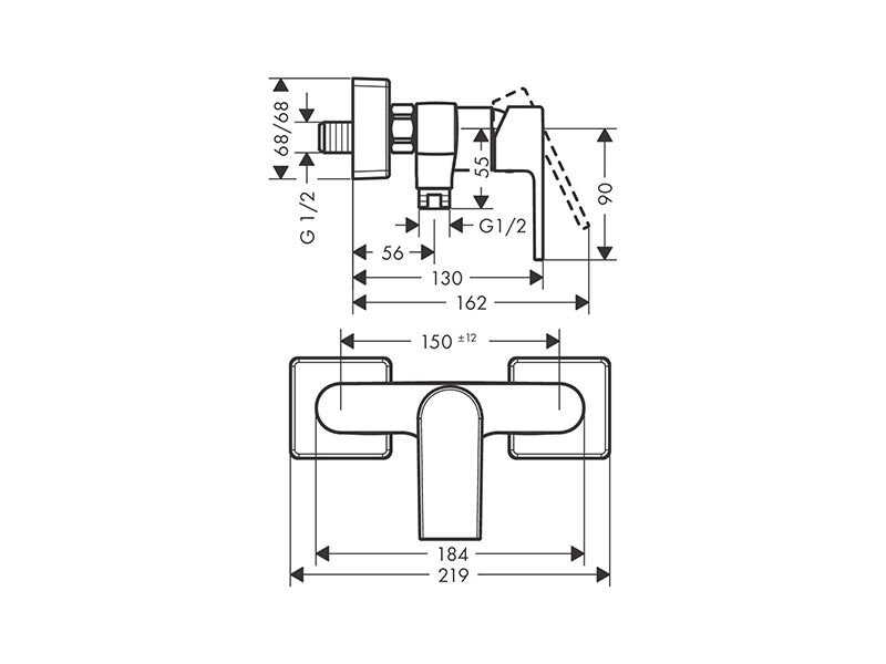 Hansgrohe Vernis Shape Sprchová baterie, 2 průtoky, chrom - 71656000 ...