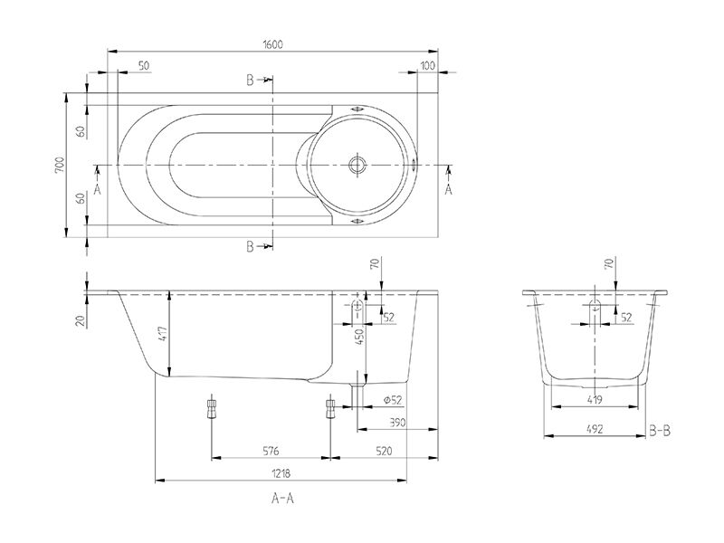 Villeroy & Boch Libra vana 160x70cm, bílá - UBQ167LIB2V-01 | KOUPELNY-CZ.cz