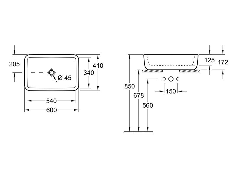 Villeroy & Boch Architectura umyvadlo na desku 60x40 cm, bez přepadu ...