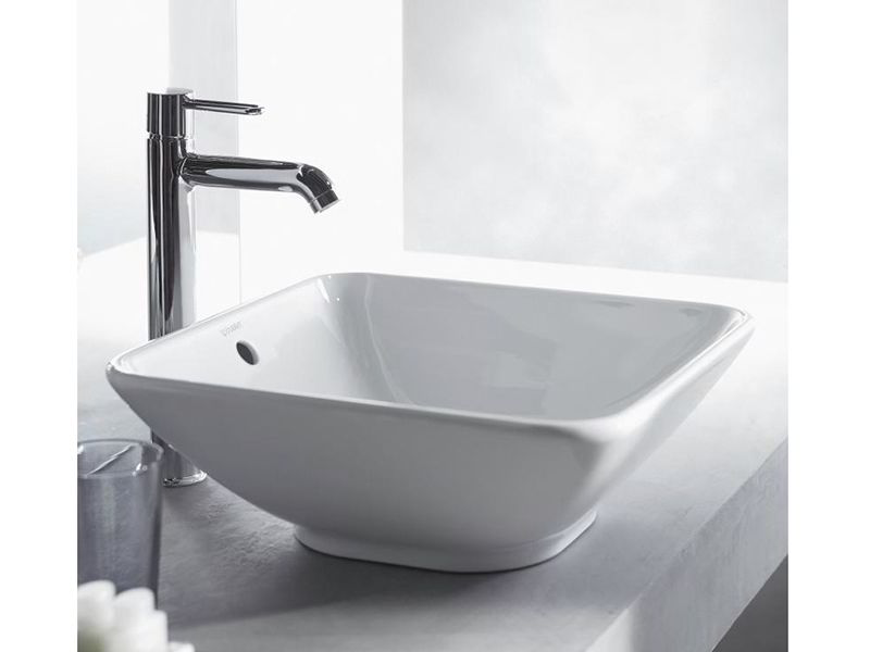 Výprodej vzorku - Duravit Bacino umyvadlo na desku 42x42 cm, bez otvoru ...